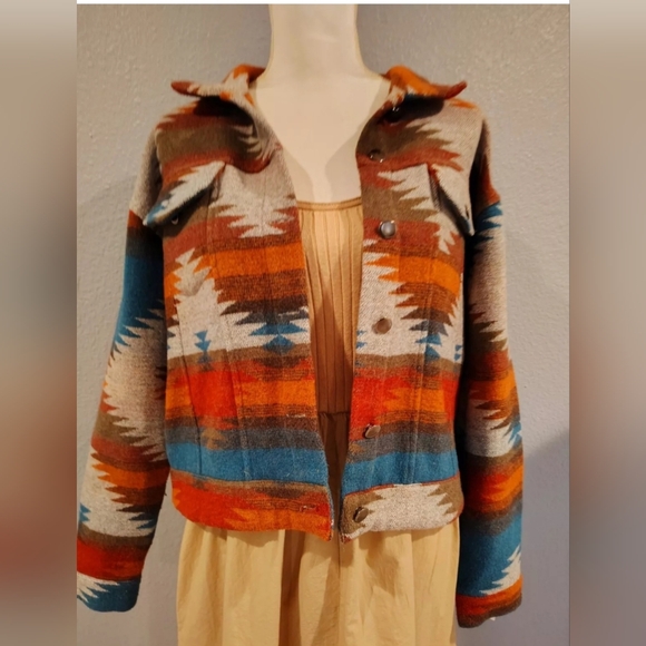blue b | Jackets & Coats | Vintage Southwestern Pattern Tribal Azteca ...